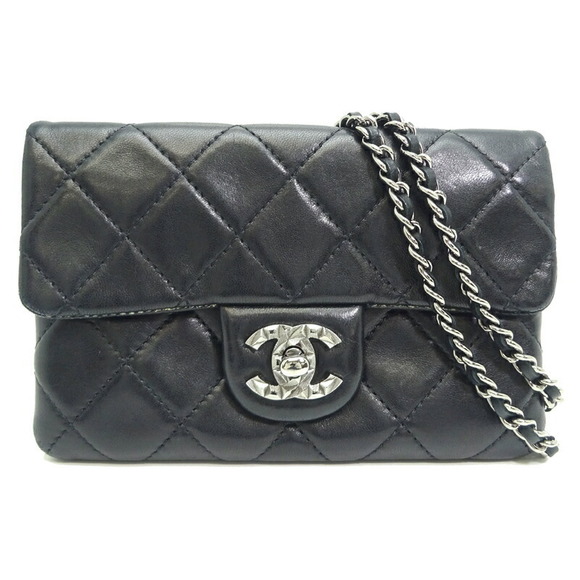 CHANEL | Bags | Chanel Mini Matelasse Chain Lambskin Shoulder Bag Black ...
